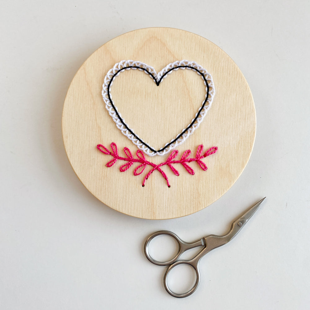 Wood Embroidery Perforated Disc: "Heart"